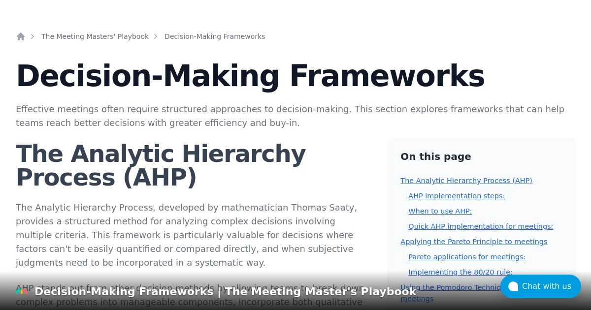 Decision-Making Frameworks | The Meeting Master's Playbook