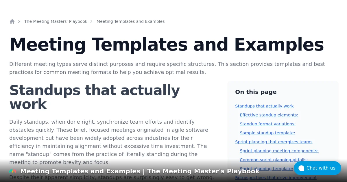 Meeting Templates and Examples | The Meeting Master's Playbook